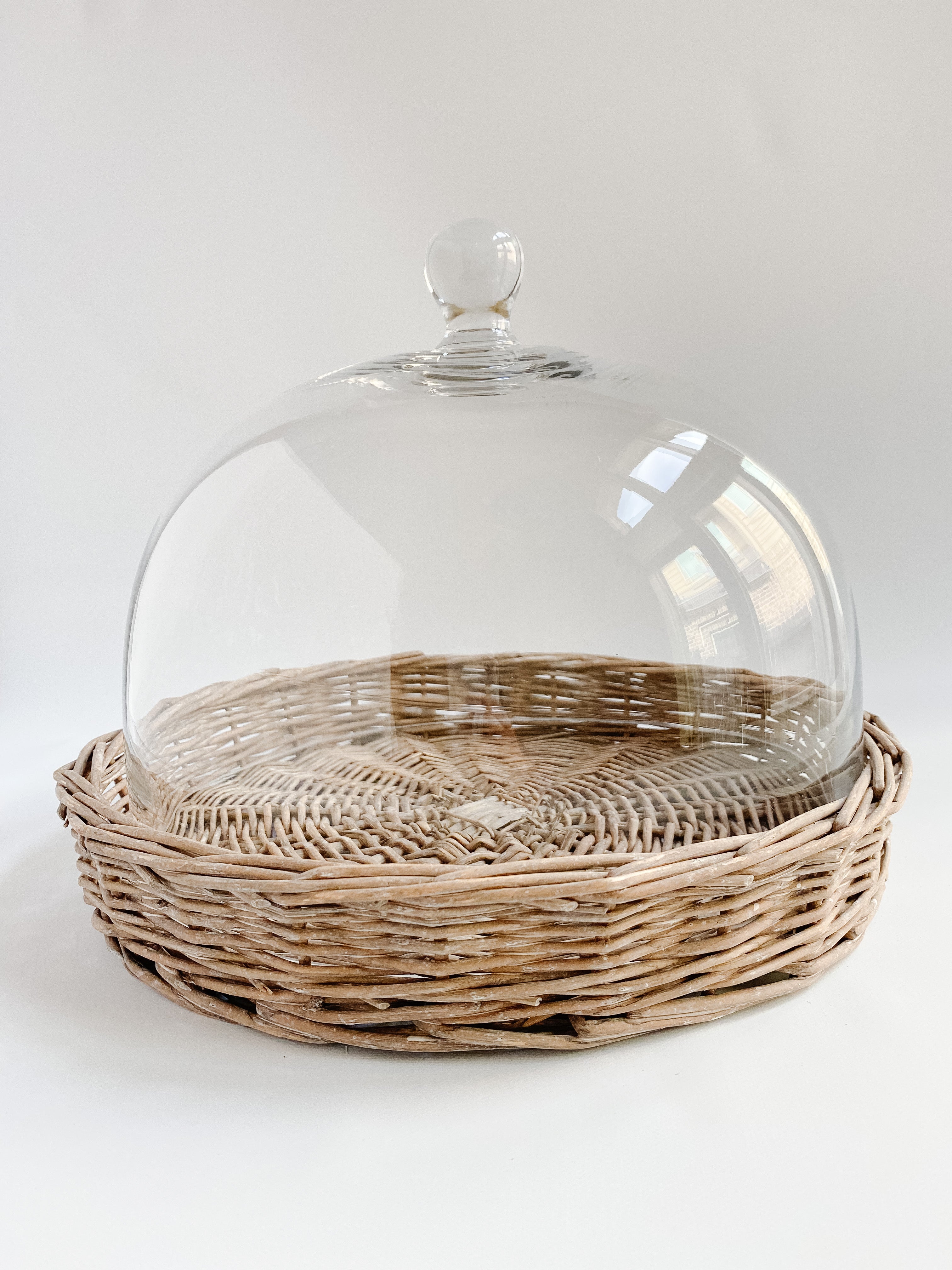 Glass Cloches with Wicker Trays – Karen Dunbar Home