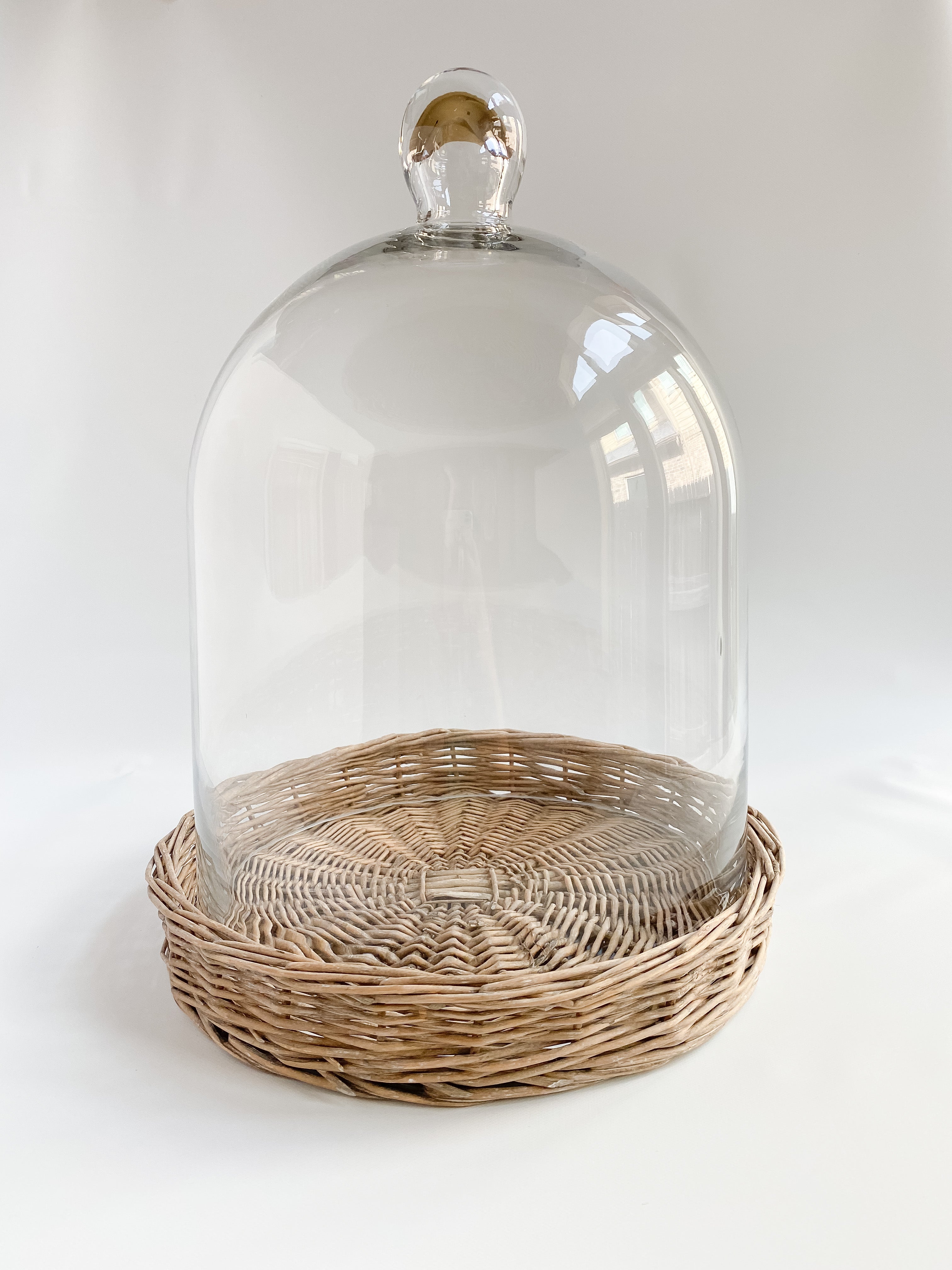 Glass Cloches with Wicker Trays – Karen Dunbar Home
